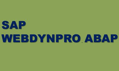SAP WEB DYNPRO For ABAP Online Training Web Dynpro For ABAP Course