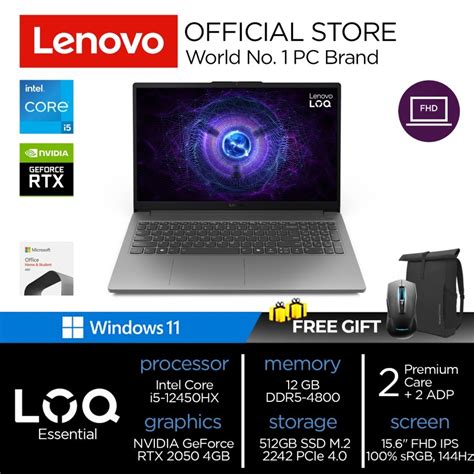 Jual Lenovo LOQ Essential 15IAX9 I5 12450HX RTX2050 12GB 512GB W11 OHS Shopee Indonesia