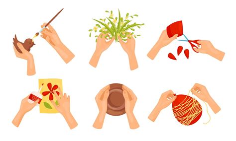 Premium Vector Human Hands Making Diy Crafts Collection Different