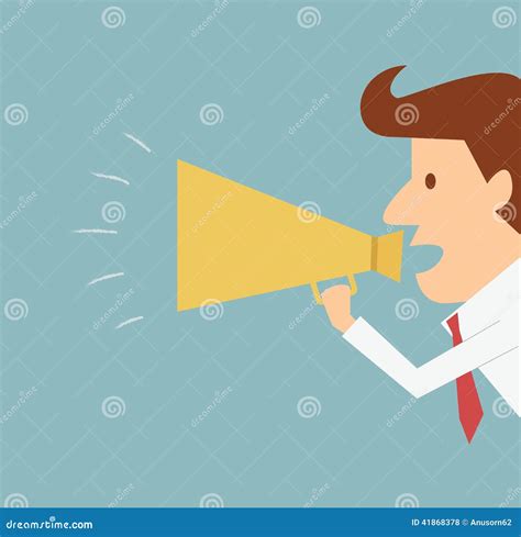 Man Announcing Through Megaphone Advertising Stock Vector Illustration Of Equipment