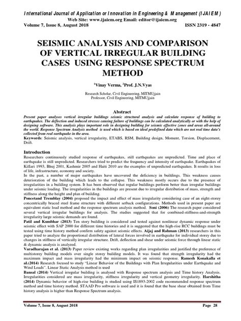 Seismic Analysis And Comparison Of Vertical Irregular Building Cases