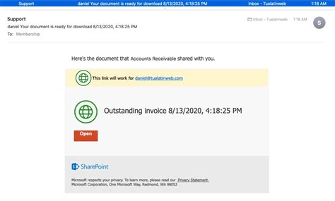Sharepoint Phishing Scam Tualatin Web