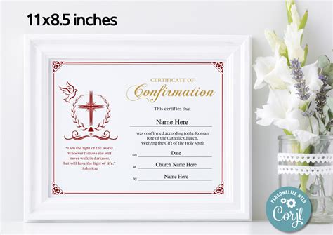 Editable Confirmation Certificate Template Printable Catholic