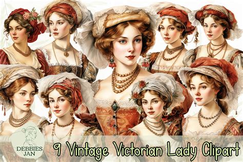 Vintage Victorian Lady Clipart Graphic By Debbieesjan · Creative Fabrica
