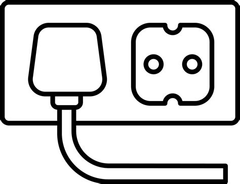 Black Line Art Illustration Of Charger Plug Connected To Socket Icon