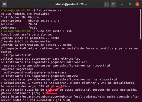 habilitar acceso por ssh en linux ubuntu 20 proyecto a