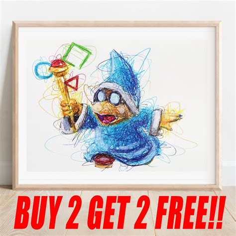 Magikoopa Ballpoint Pen Print Buy 2 Get 2 Free Kamek Art Poster Super Mario Art Nintendo