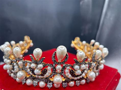 Empress Eugénie Tiara Lab Grown Diamond And Pearl Sterling Silver
