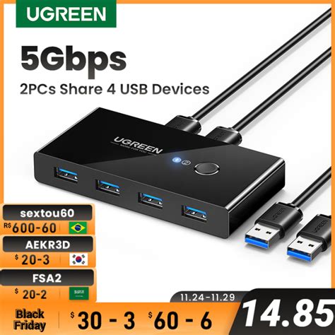 Ugreen Usb Kvm Switch Usb Switcher Kvm Switch For Windows Pc Keyboard Mouse Printer