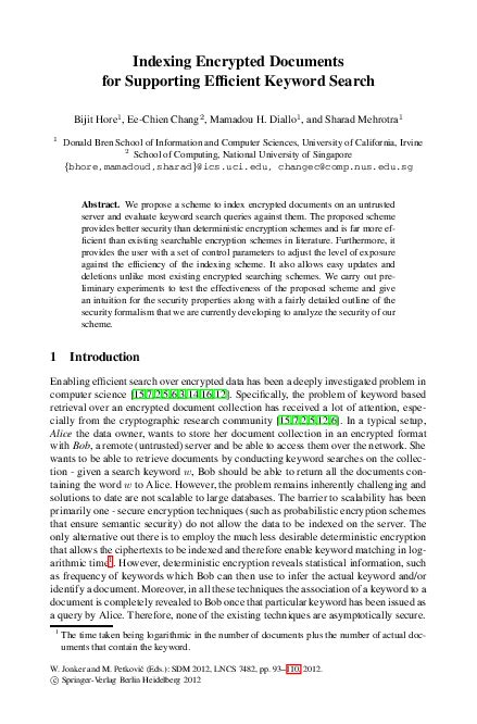 pdf indexing encrypted documents for supporting efficient keyword search