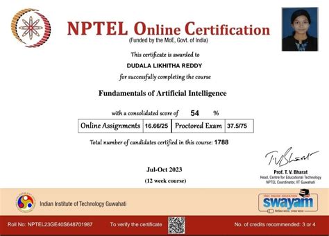 Nptel Artificialintelligence Iitmadras Dudala Likhitha Reddy