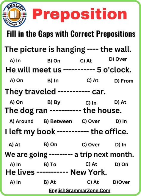 Learn 45 Prepositions Exercises With Answers