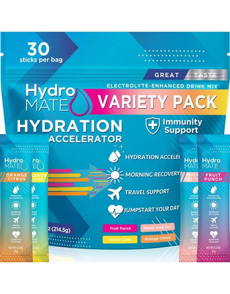Electrolyte Energy Drink Packets Variety Bag Hydromate