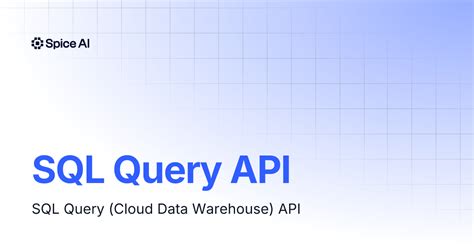 Sql Query Api Spiceai Cloud Documentation