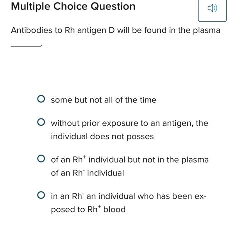 Solved Multiple Choice Questionantibodies To Rh Antigen D