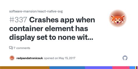 Crashes App When Container Element Has Display Set To None With Error Width And Height Must Be