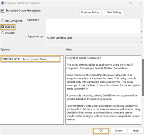 Ensure Encryption Oracle Remediation Is Set To Enabled Force