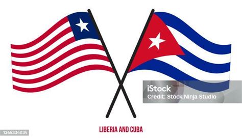 라이베리아와 쿠바 국기는 교차하고 플랫 스타일을 흔들어 공식 비율 올바른 색상입니다 0명에 대한 스톡 벡터 아트 및 기타 이미지 0명 Friends Of The