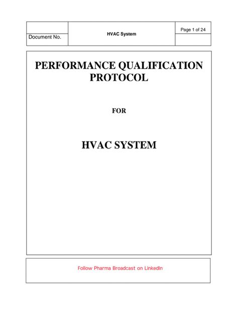Hvac Performance Qualification Protocol 1 Pdf