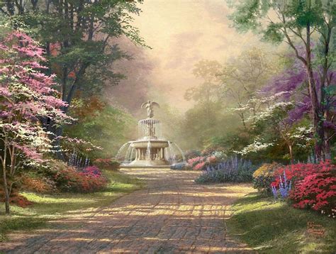 Fountain Of Blessings By Thomas Kinkade Studios Village Gallery