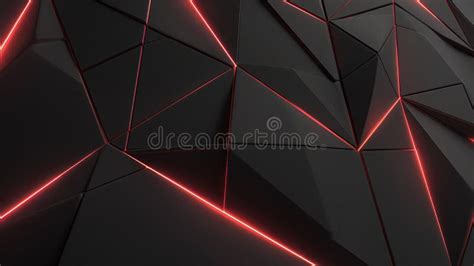 Abstract Black Geometry With Glowing Red Lines Stock Illustration Illustration Of Glow
