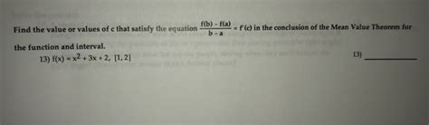 Solved Fb Fa B A Find The Value Or Values Of C That Chegg Com