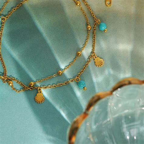 Turquoise Ocean Shell Anklet Honey Im Home Accessories