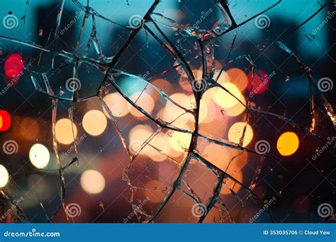 Shattered Window Frame Concrete Block Wall Daylight Concrete Block