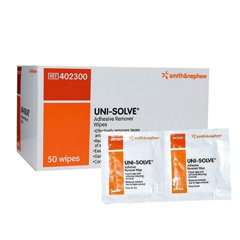 Smith And Nephew 402300 Uni Solve Adhesive Remover Wipes Box Of 50