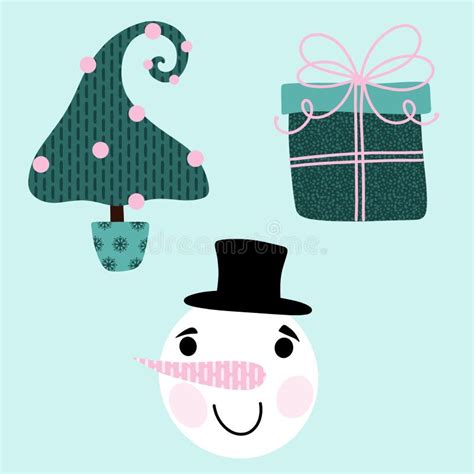 Cartoon Winter Seamless Pattern With Christmas Tree Packaging And New