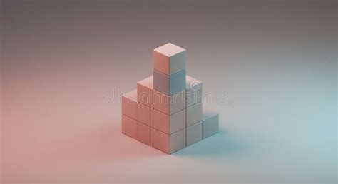 A Geometric Arrangement Of White Cubes Stacked In A Pyramid Formation Against A Stock