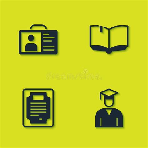 Set Identification Badge Graduate And Graduation Cap Certificate