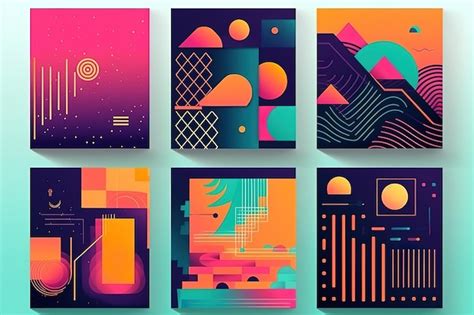 Premium Ai Image Modern Abstract Covers Set Minimal Covers Design Colorful Geometric
