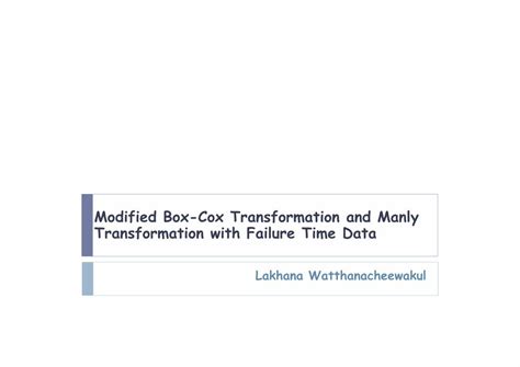 pdf modified box cox transformation and manly transformation with