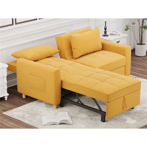Buy Zoric 2 Seater Pull Out Cum Bed Fabric Sofa Bold Yellow Febonic