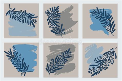 Hand Drawn Minimalist Abstract Plant Contemporary Posters Set Stock Vector Illustration Of