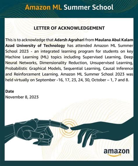 Adarsh Agrahari On Linkedin Machinelearning Amazonmlsummerschool Aieducation Thankyouamazon