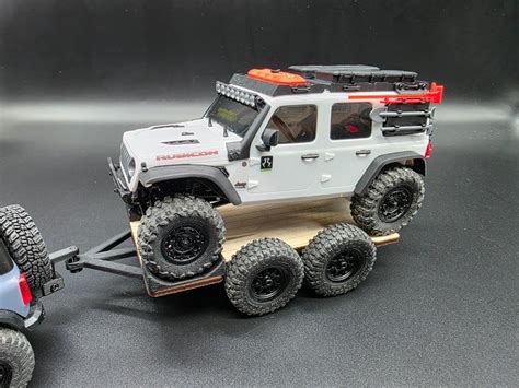 Double Axle Trailers For Axial Scx30 Bronco Jeep Red Cat 130 Scale