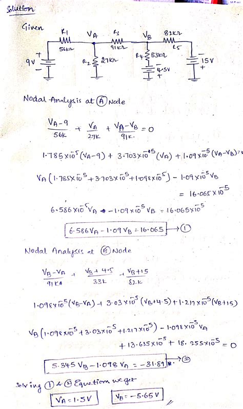 [solved] 31 use node analysis to determine the voltage at points a and