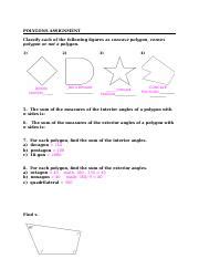 Polygons Worksheet Doc POLYGONS ASSIGNMENT Classify Each Of The Following Figures As Concave