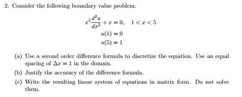 Consider The Following Boundary Value Problem X2