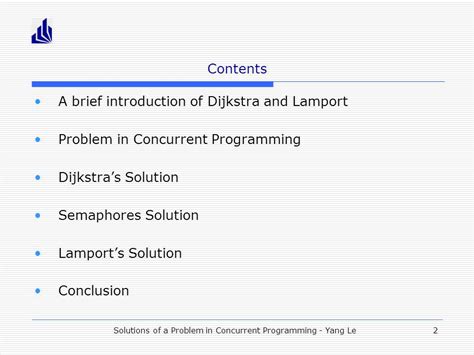 Solutions Of A Problem In Concurrent Programming Yang Le 1 Solutions Of A Problem In