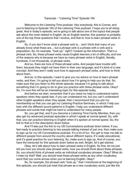 Episode 165 Transcript Listening Time Pdf