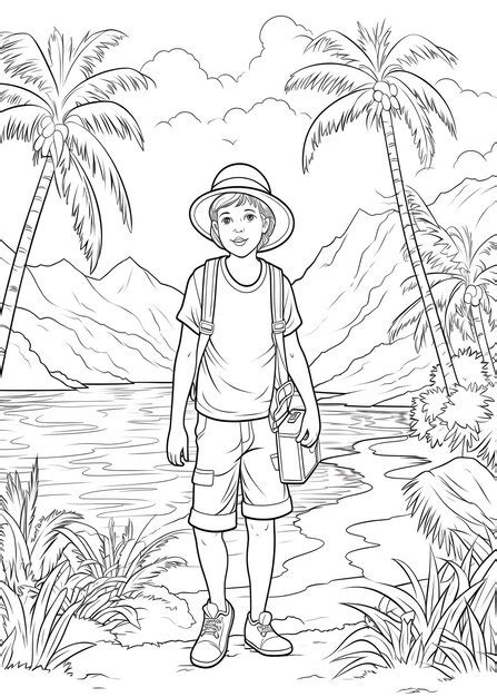 여름 컬러링 페이지 여름 윤 컬러링페이지 여름 풍경 라인 아트 컬러링 피드 여름 컬러팅 책 어른들 컬러팅 페이지 인공지능 생성 프리미엄 Ai 생성 이미지