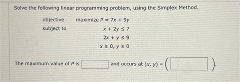 Solved Solve The Following Linear Programming Problem Using