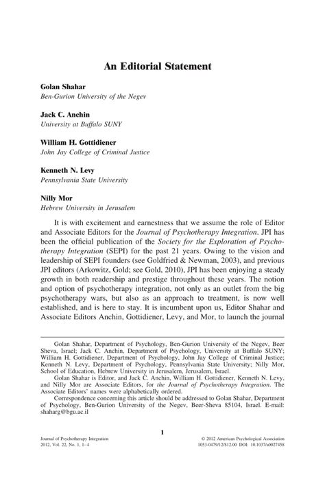 Pdf An Editorial Statement