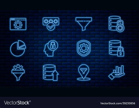 Set Line Pie Chart Infographic Server Security Vector Image