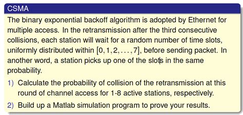Csma The Binary Exponential Backoff Algorithm Is