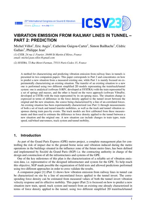 Pdf Vibration Emission From Railway Lines In Tunnel Part 2 Prediction