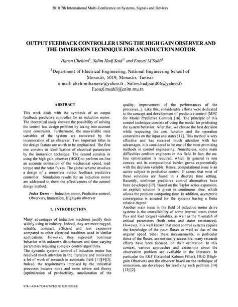 Pdf Output Feedback Controller Using The High Gain Observerand The Immersion Technique For An
